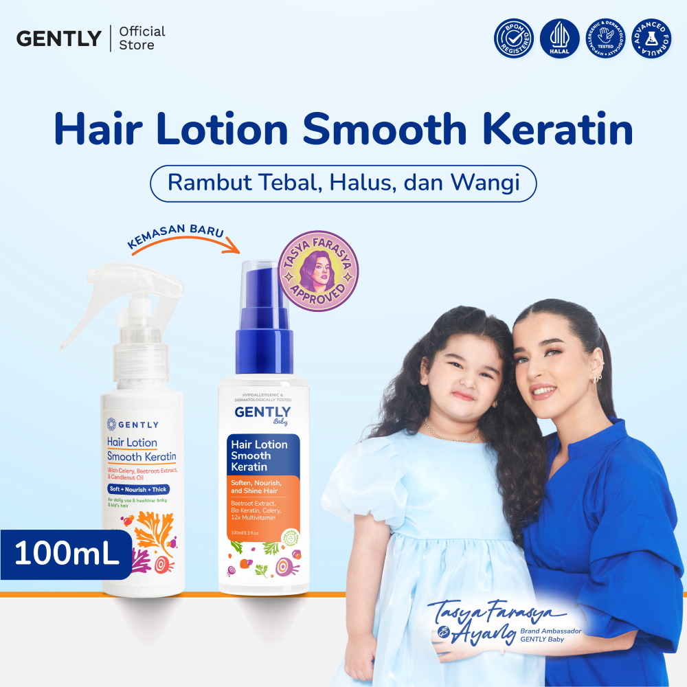 Jual GENTLY Baby Hair Lotion Smooth Keratin 100ml | Lotion Rambut Anak ...
