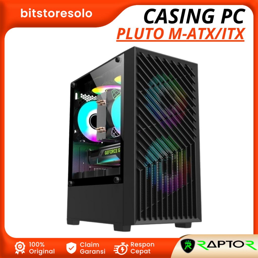 Jual Casing Case PC Gaming RAPTOR Pluto M-ATX/ITX + Port USB 3.0 dan Free 2 Fan RGB | Shopee ...