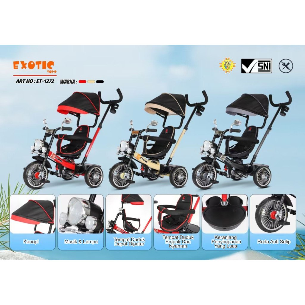Jual SEPEDA ANAK RODA TIGA EXOTIC TRICYCLE 1272 ET-1272 | Shopee Indonesia