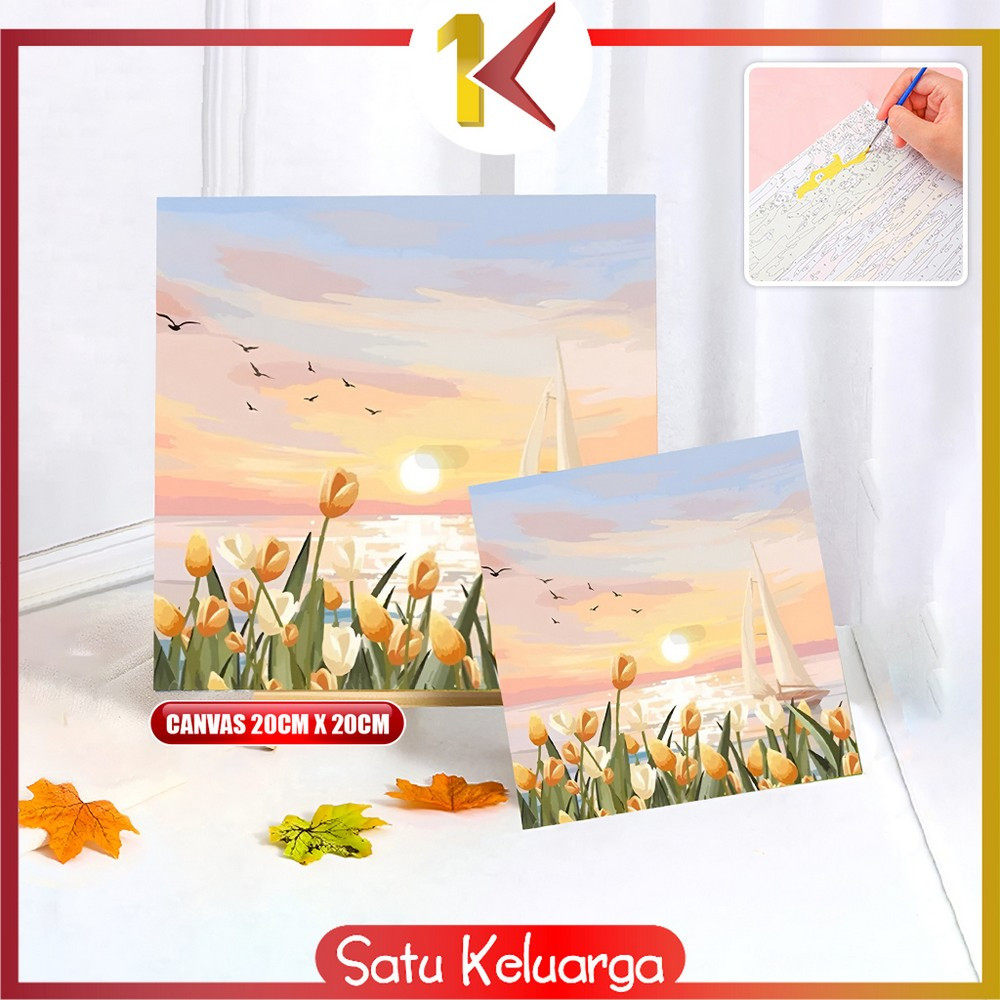 Jual SK-A110 Paint By Number Kit 20x20cm Kanvas Siap Lukis / DIY Canvas ...