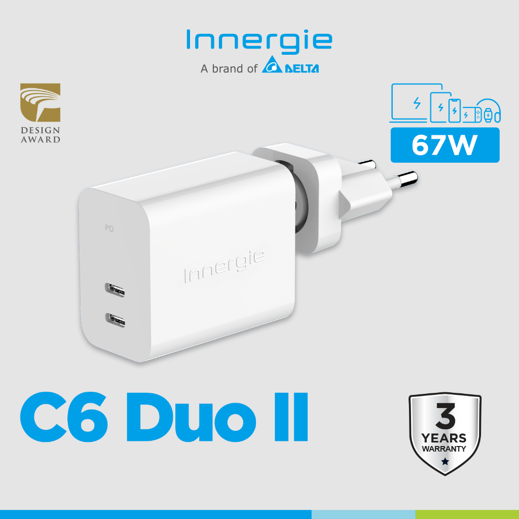 Jual Innergie - Charge C6 Duo II 67W Type C 2 Port | PD 3.0 PPS SFC ...