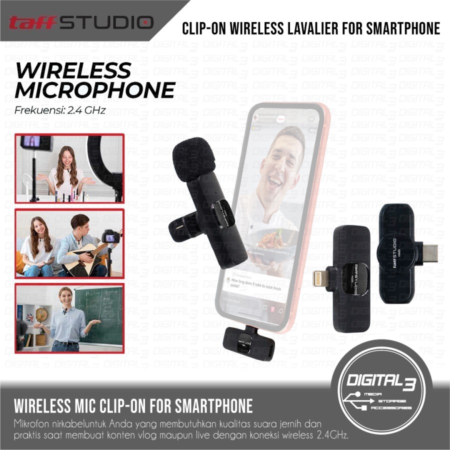 Jual Wireless Microphone Clip On Lavalier HP Phone Android Type C ...
