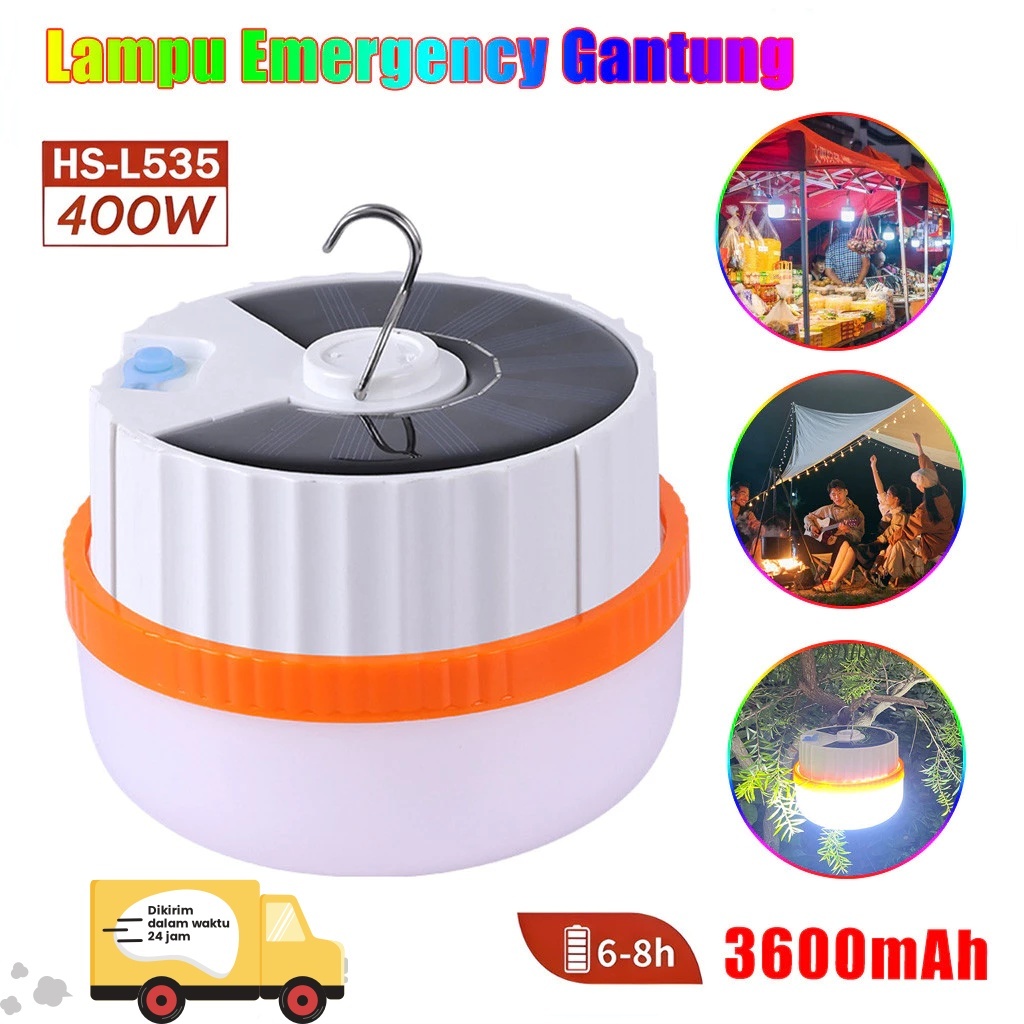 Jual Lampu Emergency Gantung Solar Panel Camping Lamp HS-L535 Lampu Emergency 400wat Lampu ...