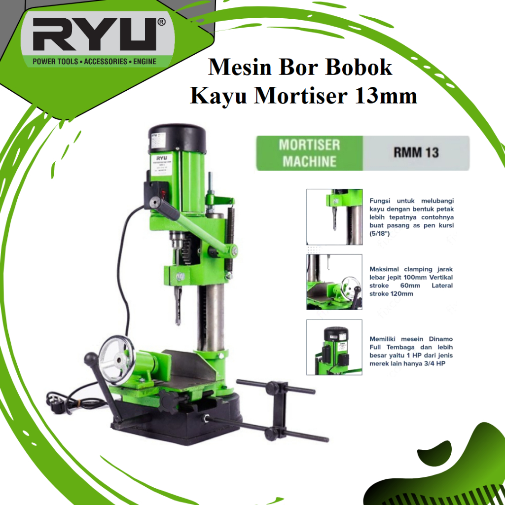 Jual RYU RMM13 Mesin Bor Bobok Kayu 13 mm 13mm / Mesin Mortiser Kayu 13 ...