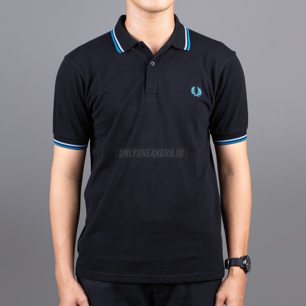 Jual FRED PERRY TWIN TIPPED POLO BLUE LIGHT BLUE BLACK (100% AUTHENTIC ...