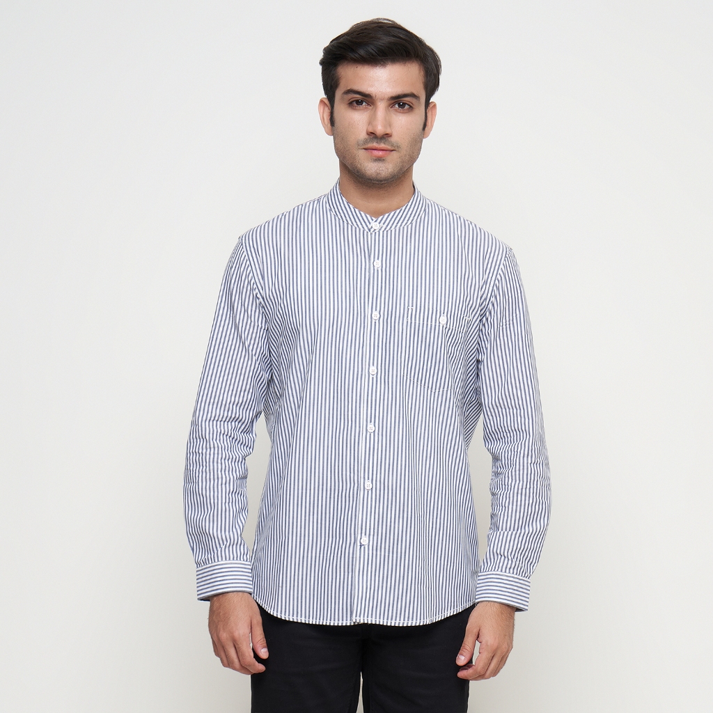 Jual Vanfive Kemeja Pria Koko Kemko Salur Stripe Panjang Abu Abu 2507 ...