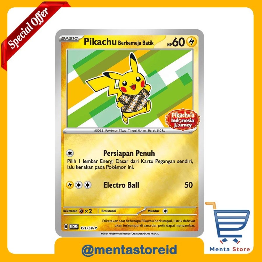 Jual Kartu Pokemon TCG - Pikachu Berkemeja Batik Holo - v1 Holo Promo Card Green - Indonesia ...