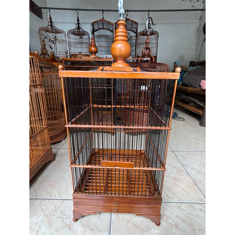Jual SANGKAR BURUNG TANPA TIANG KAYU JATI | Shopee Indonesia