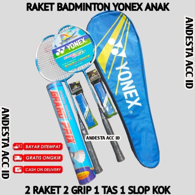 Jual RAKET BADMINTON ANAK ISI 2 BONUS TAS PAKET LENGKAP | Shopee Indonesia
