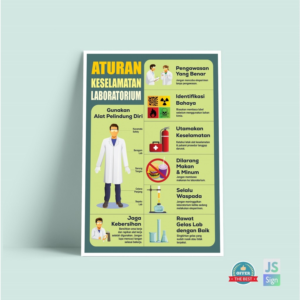 Jual Poster Safety K3 - ATURAN KESELAMATAN LABORATORIUM | Shopee Indonesia
