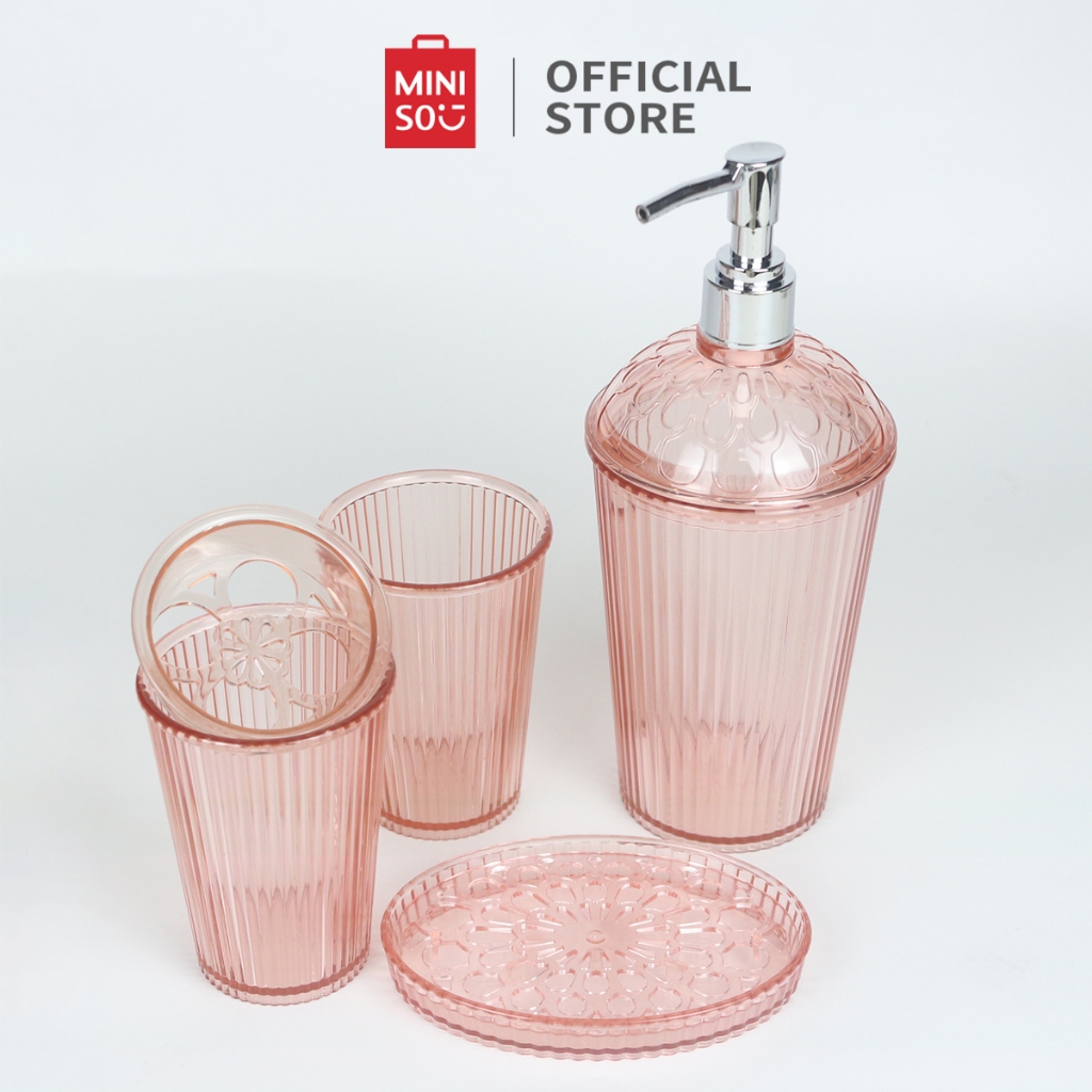 Jual Miniso Transparent Series Bathroom Accessories Set Shower Gel ...
