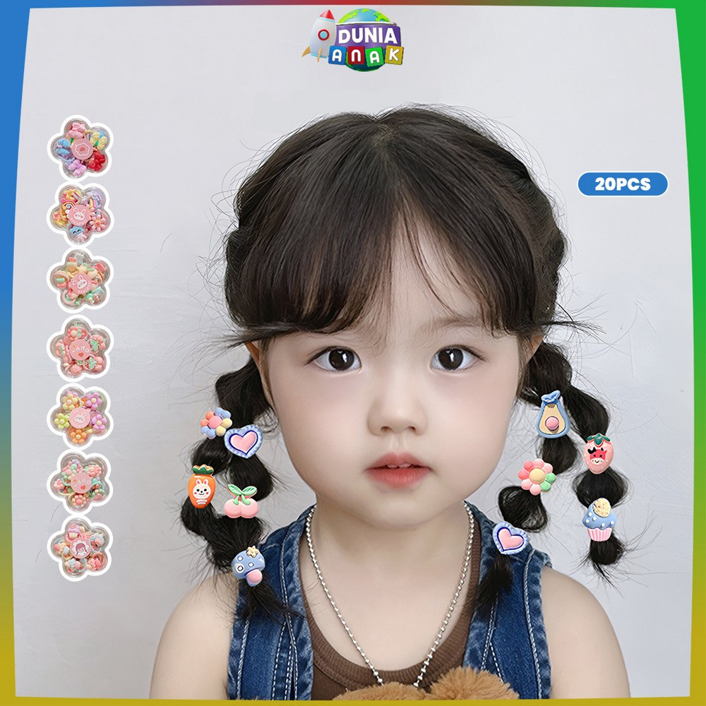 Jual Ikat Rambut Anak Mini Isi 20pcs Free Kotak / Aksesoris Rambut ...