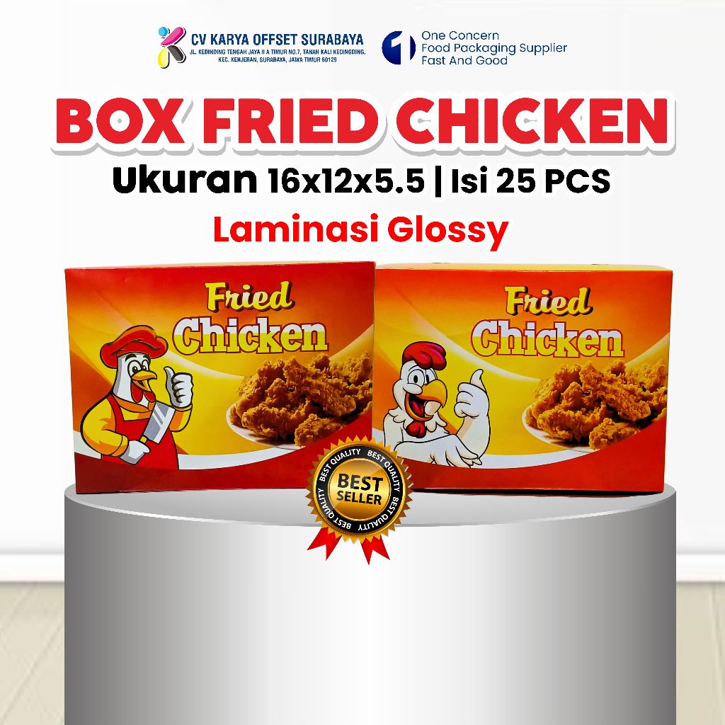Jual BoxFried Chicken motif isi 25 LAMINASI GLOSSY SEPARUH/Kemasan ayam ...