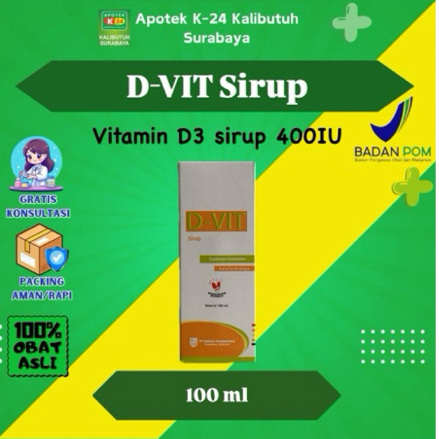 Jual D-Vit Sirup Vitamin D3 400IU kemasan 100ml | Shopee Indonesia
