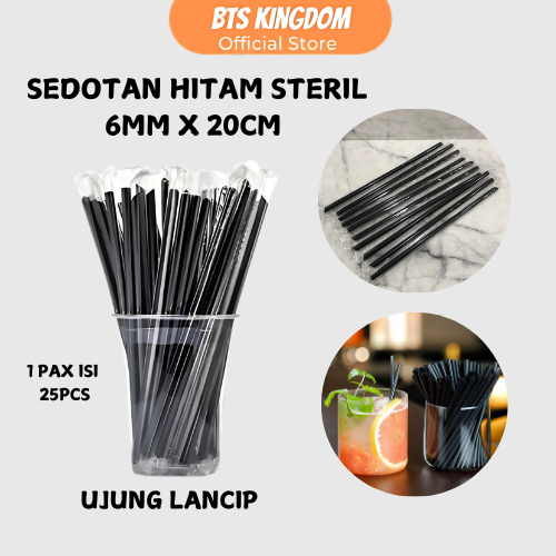 Jual Sedotan Plastik Hitam Steril 6mm x 20cm Sedotan Hitam Lancip ...
