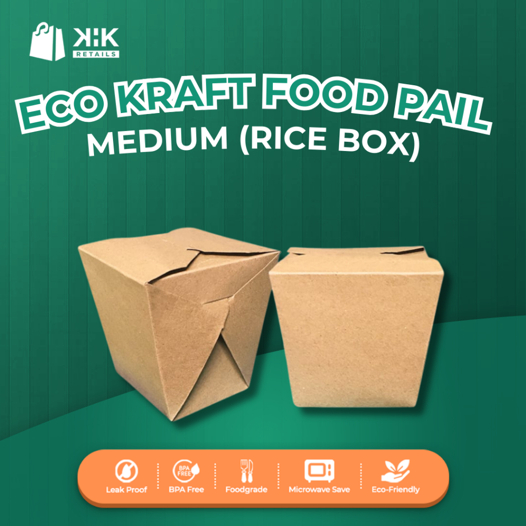 Jual ECO KRAFT FOOD PAIL M (Medium)rice box 100pcs/pack | Shopee Indonesia