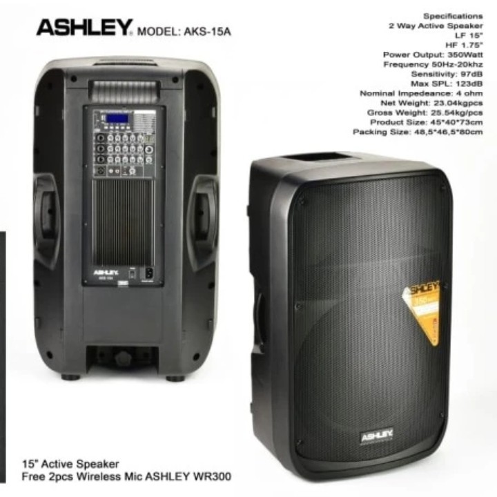 Jual SPEAKER AKTIF ASHLEY AKS 15A ORIGINAL 15INCH | Shopee Indonesia
