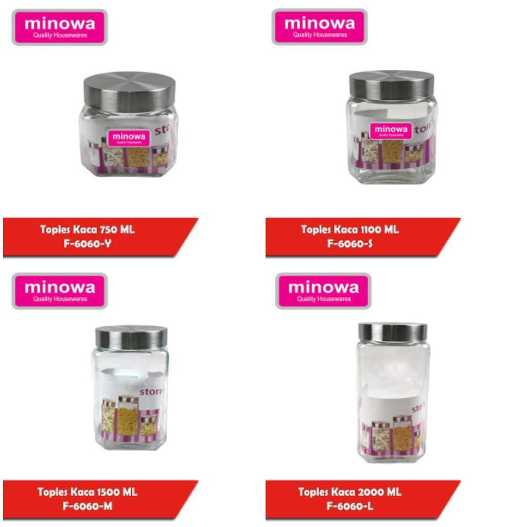 Jual Minowa Toples Kaca / Stoples Kue Size 2000ml, 1100ml, 1500ml ...