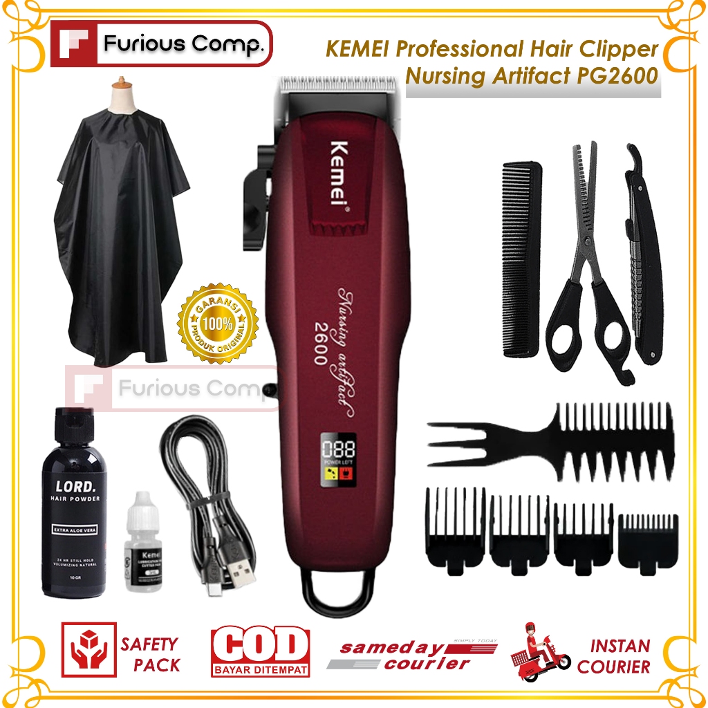 Jual Kemei Professional Clipper Alat Pencukur Rambut Elektrik Mesin Cukur Cas Lengkap Baterai ...