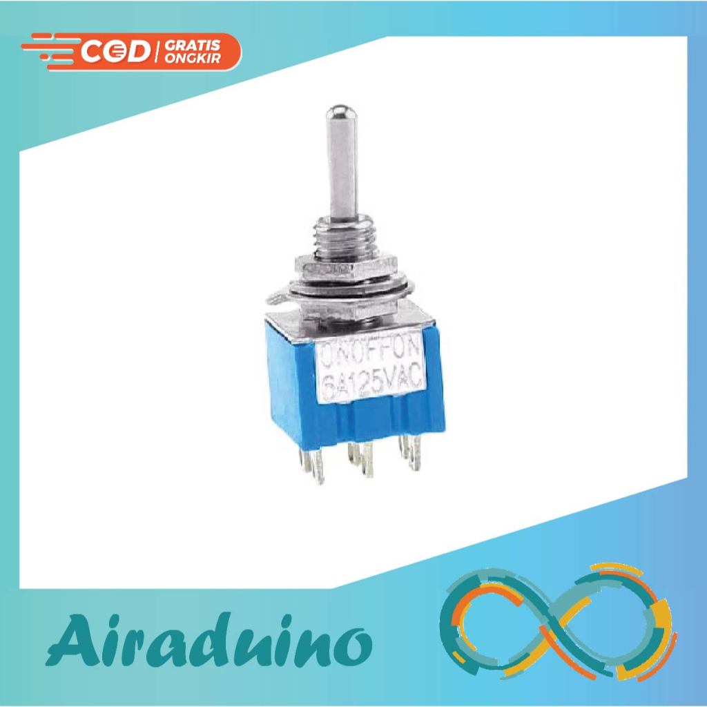 Jual Saklar Toggle Switch 3 Arah ON OFF ON 6 Pin 6A 125V 3A 250V ...