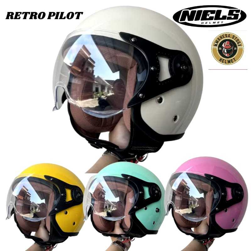 Jual NIELS Helmet Retro Pilot Dewasa SNI Premium | Shopee Indonesia