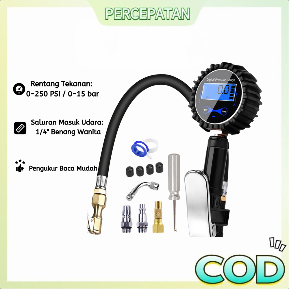 Jual Tire Inflator Air Pressure Gun Isi Ukur Tekanan Angin 3 in 1 Tire ...