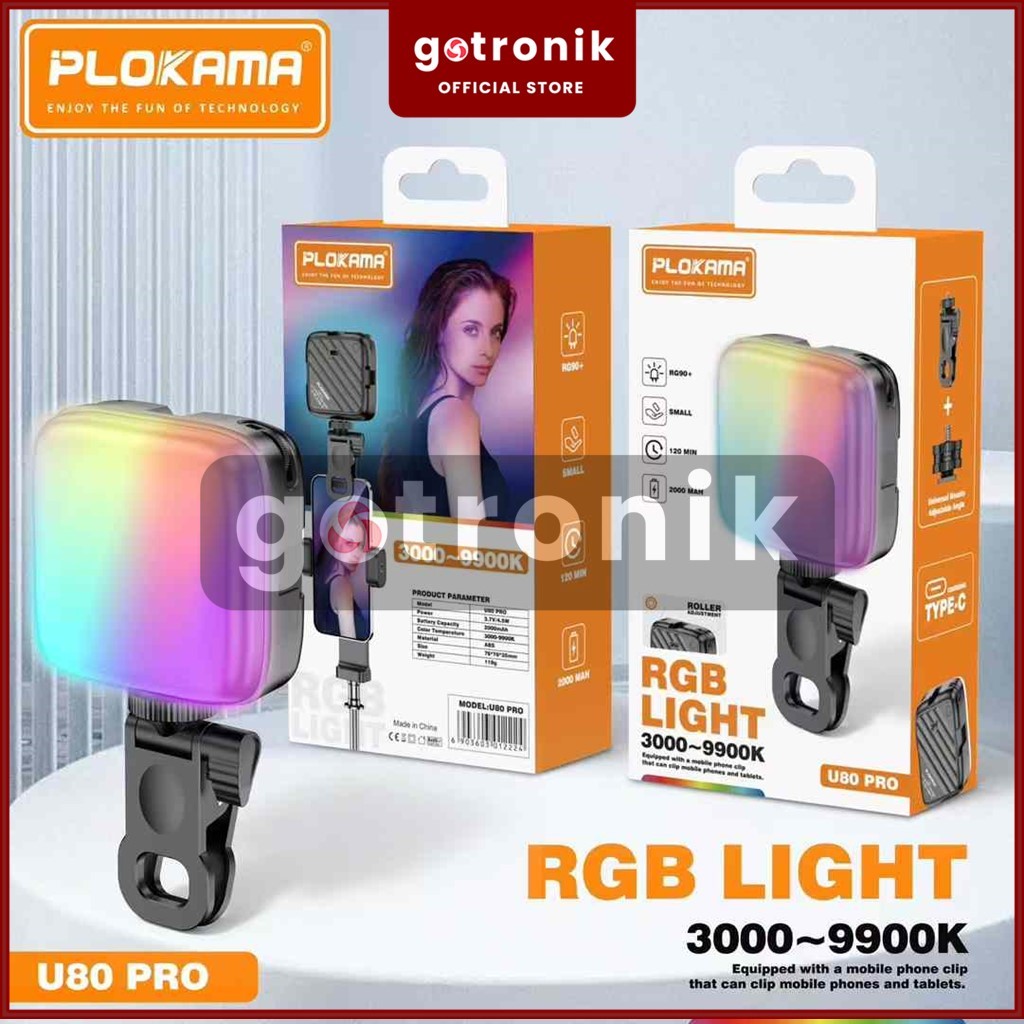 Jual Lampu RGB Portable Lampu LED Mini Plokama U80 Pro Lampu Fotografi ...