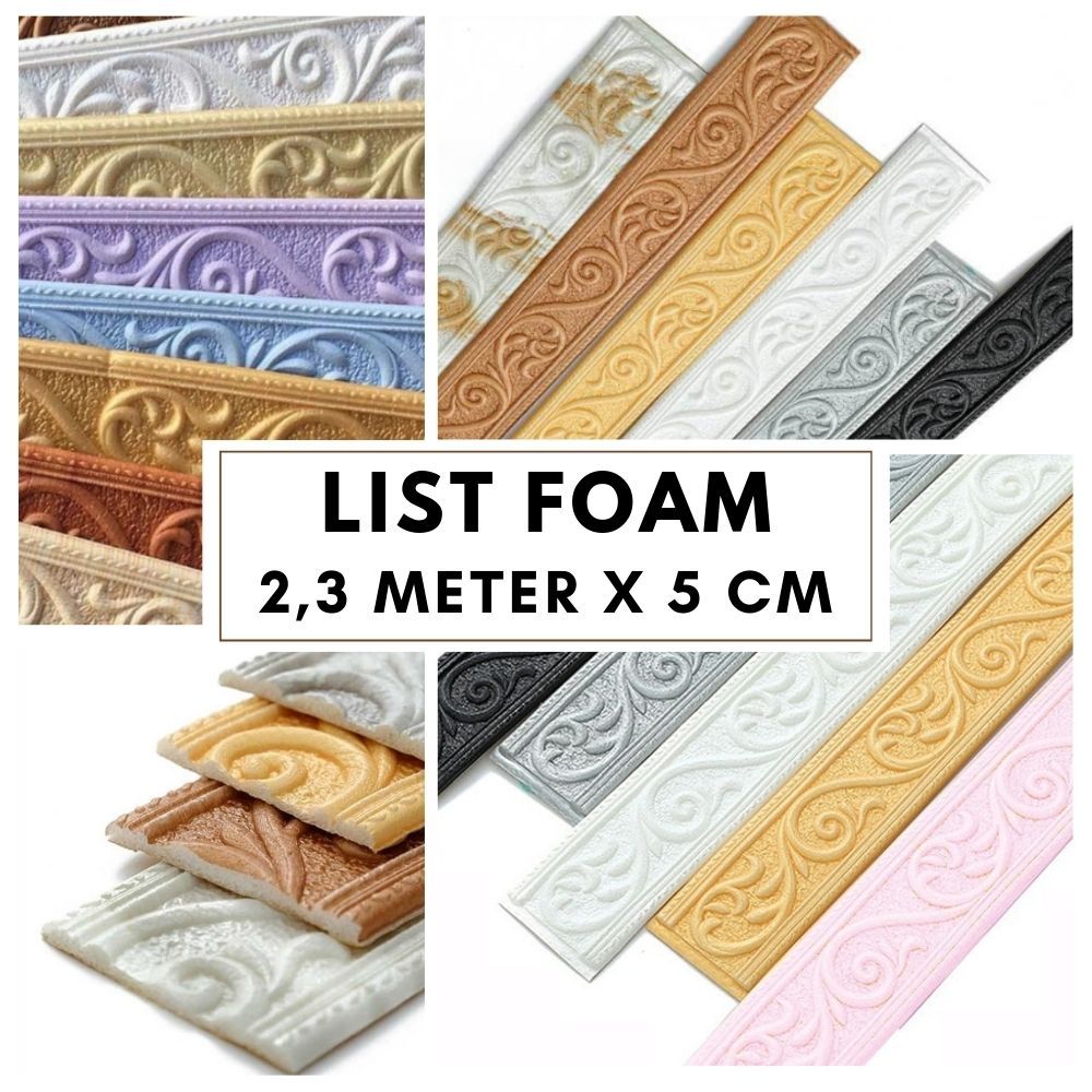 Jual Wall Sticker List Foam 5 Cm 3D Tebal Pinggiran Tembok Plafon List ...