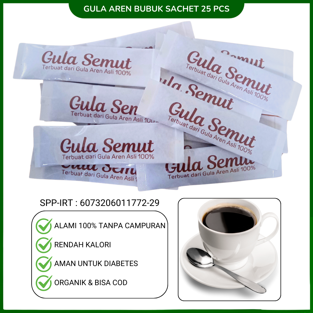 Jual Gula Aren Sachet Per 25 Pcs Gula Aren Pasir Brown Sugar Bubuk ...