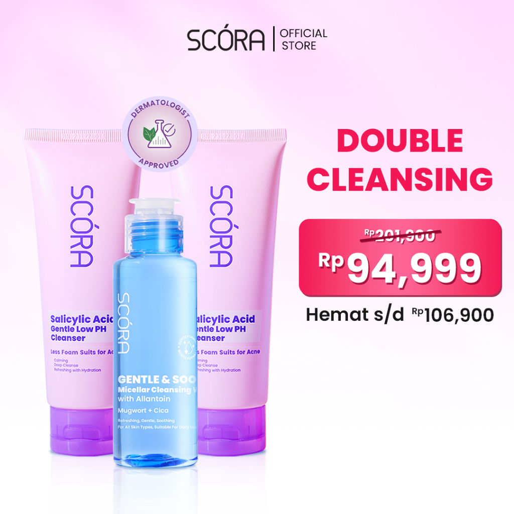 Jual [PAKET DOUBLE CLEANSING IRIT] SCORA Gentle & Soothe Micellar ...
