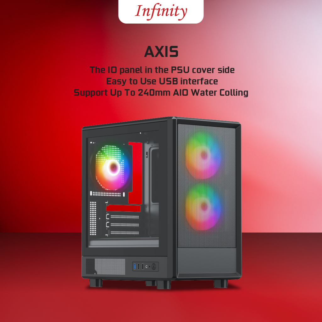 Jual RH-MDN Casing PC / Casing CPU gaming Infinity AXIS IO Panel, Micro ...