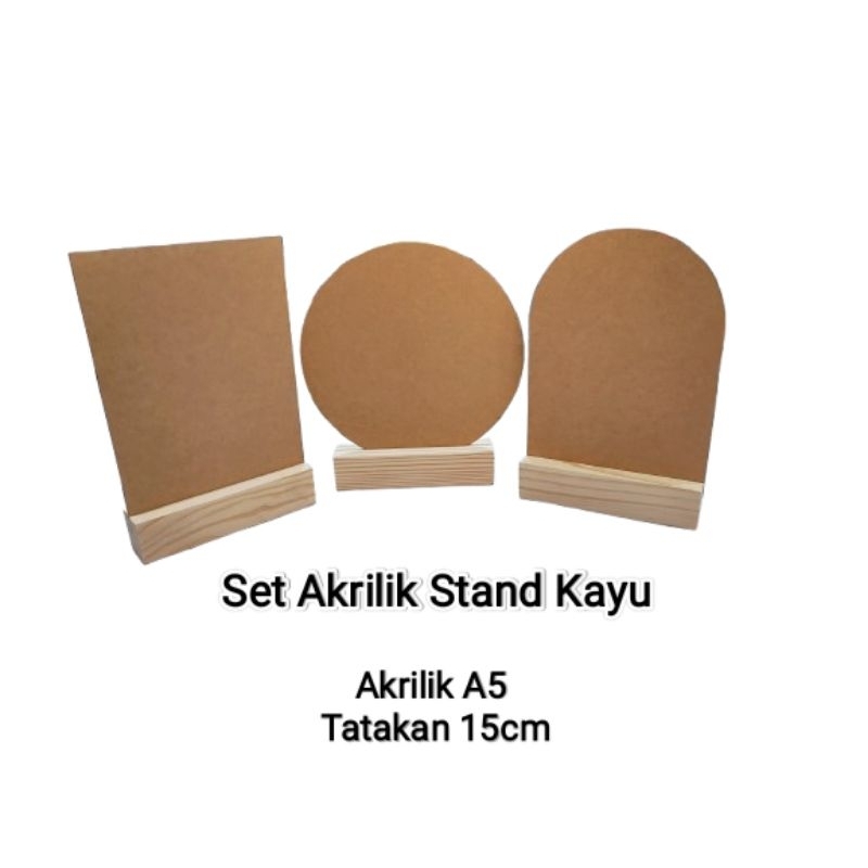Jual set akrilik stand kayu A5/wooden stand/ akrilik+kayu stand ...