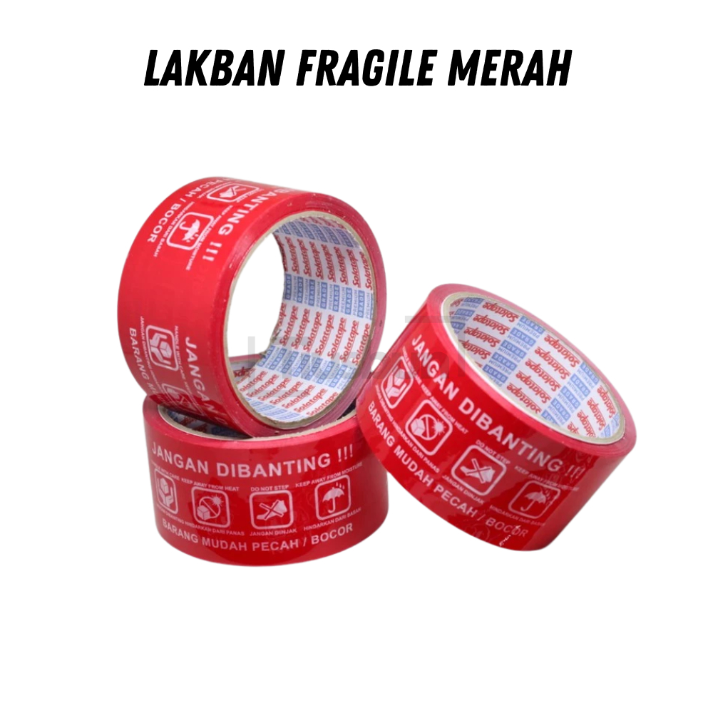 Jual [COD] LAKBAN FRAGILE / ISOLASI JANGAN DIBANTING / WARNA MERAH ...