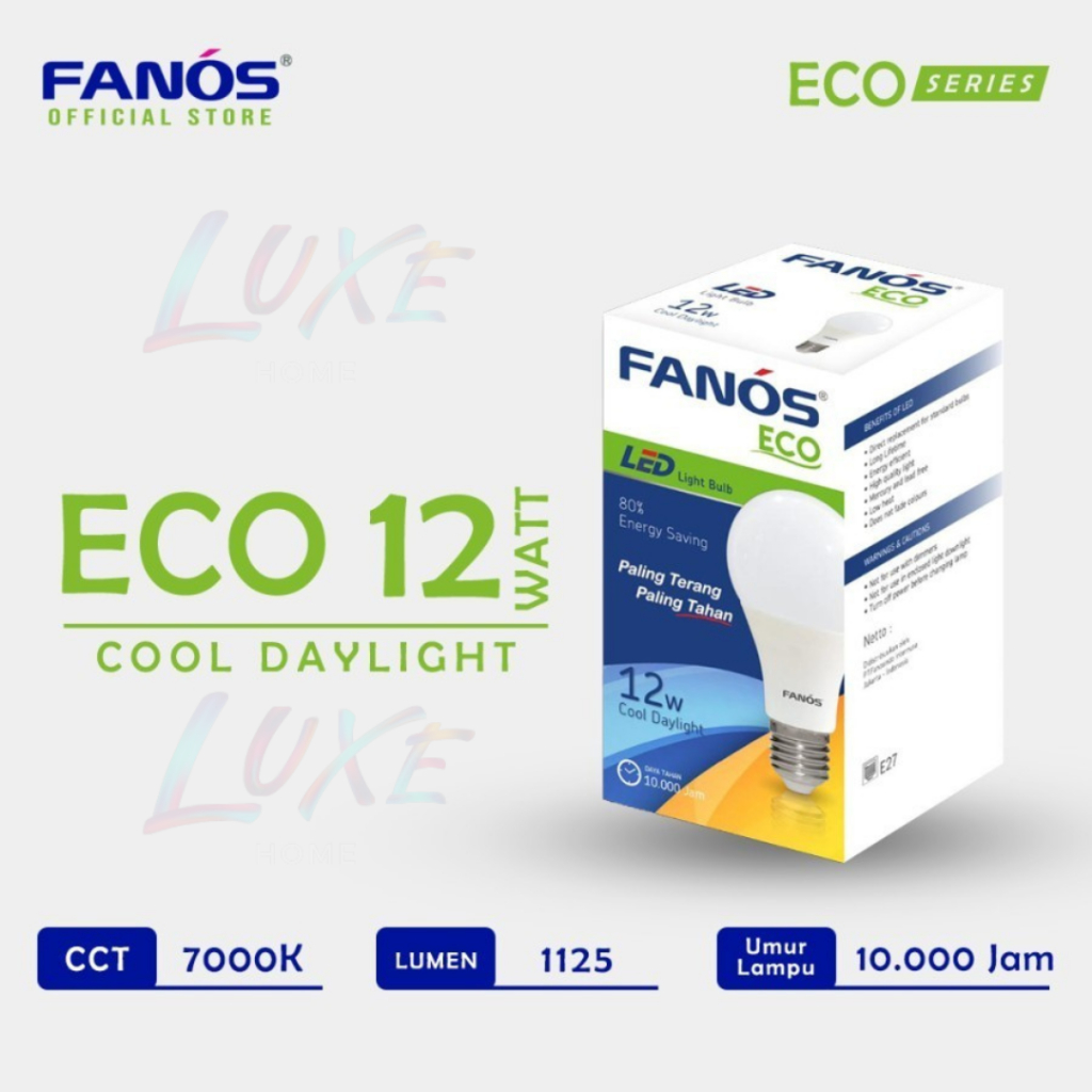 Jual Lampu Led Light Bulb Fanos Eco 12 Watt warna Cool Daylight Putih | Shopee Indonesia