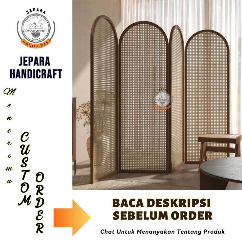 Jual Partisi Ruangan Minimalis | Sekat Ruangan Jati Rotan Elegan ...