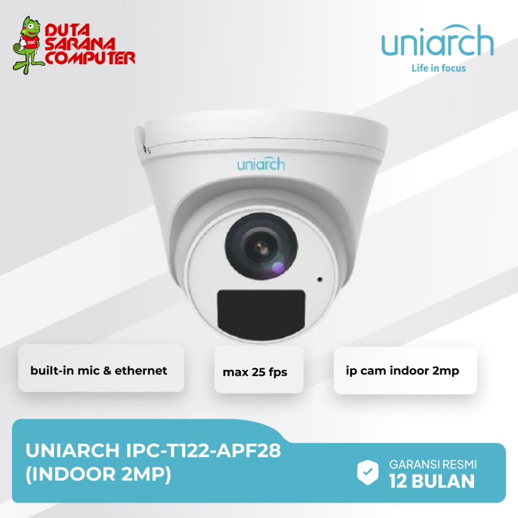 Jual UNIARCH IPC-T122-APF28 2MP Fixed Turret IP Camera CCTV Built In ...