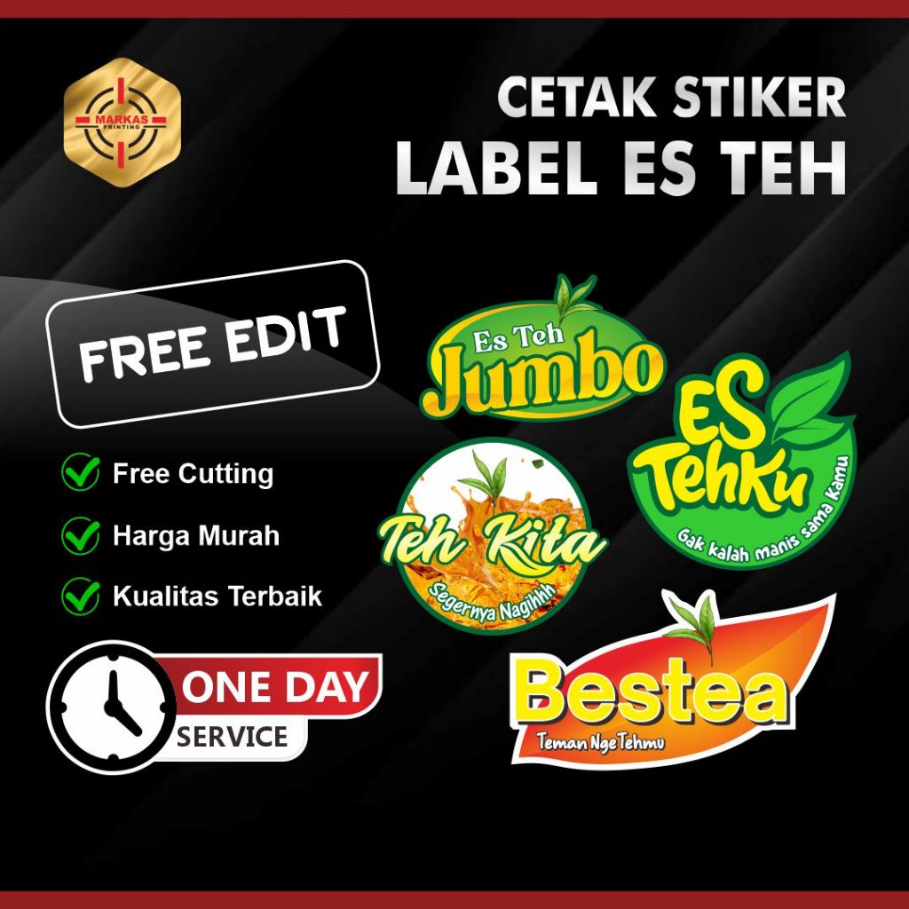 Jual Stiker label Kemasan Es teh | Stiker anti air untuk label Cup es ...