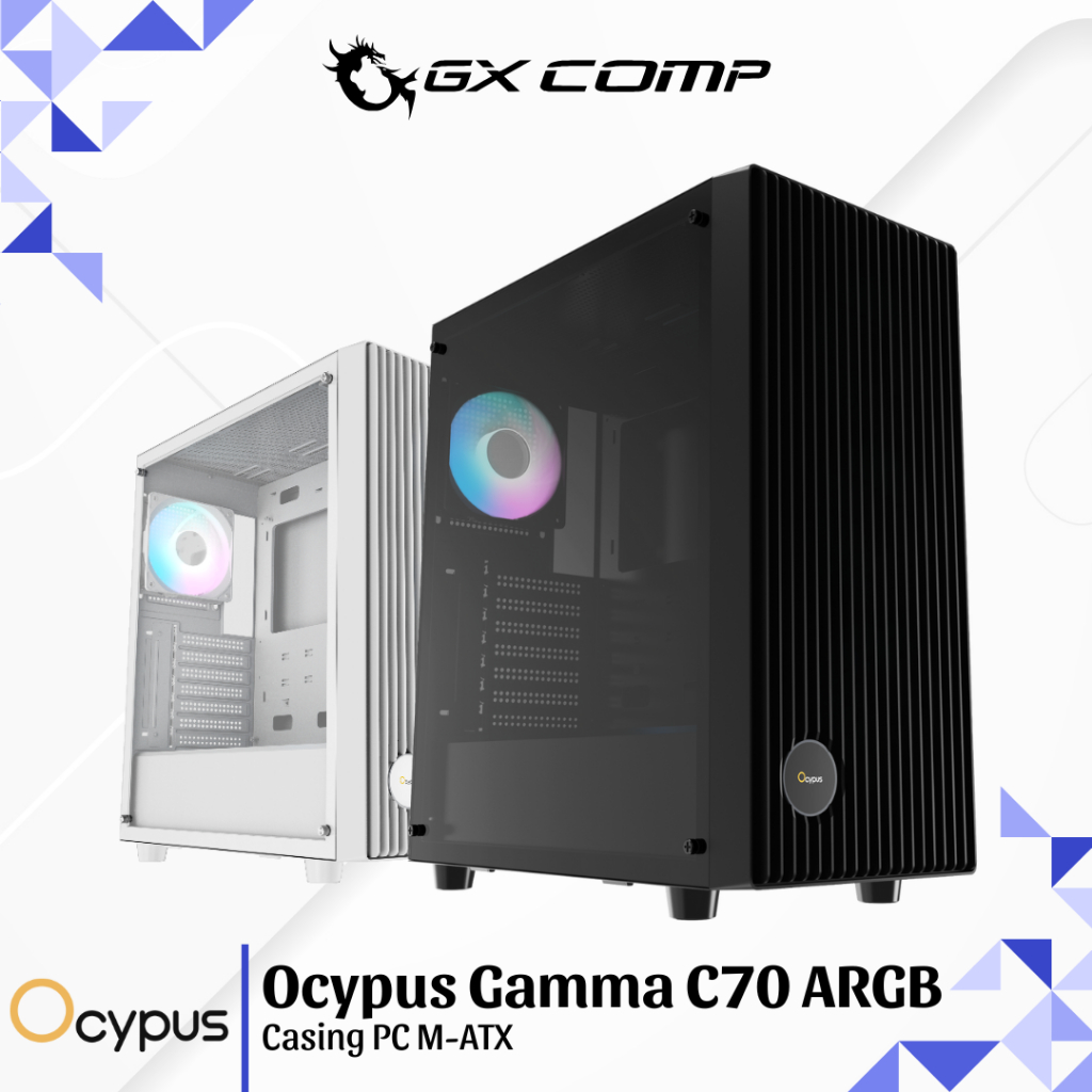 Jual Ocypus Gamma C70 ARGB BK/WH - Casing PC ATX M-ATX | FREE 4 FAN ARGB | Shopee Indonesia