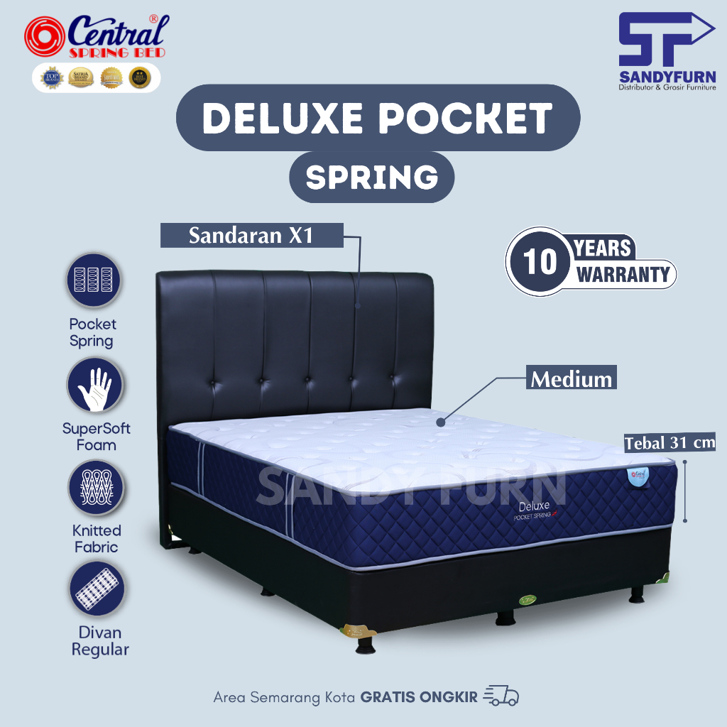Jual CENTRAL Spring Bed - Deluxe Pocket Spring - Semua Ukuran - Kasur ...