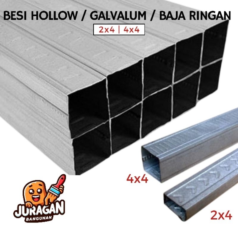 Jual Besi Hollow | Holo Besi | Galvalum Baja Ringan 2x4 / 4x4 | Shopee ...