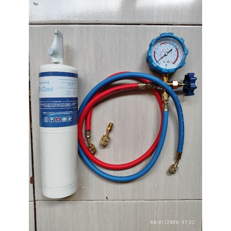 Jual Paket R32 isi AC Rumah lengkap R 32 + Manifold + Selang + Adaptor+ ...