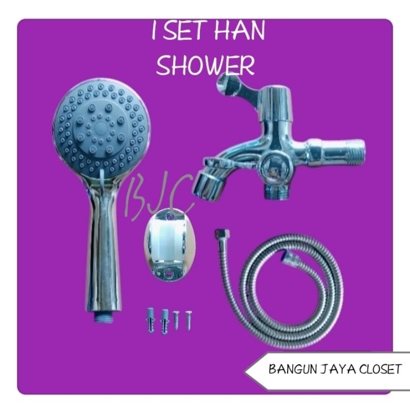 Jual 1 set Han shower /shower set shower dengan kran engkol ganda dan ...