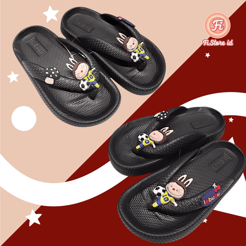 Jual Labubu Sandal Jepit Anak Karakter Labubu (Hitam) By Fi.Store id ...