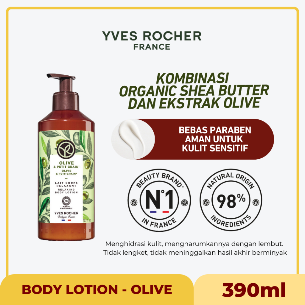 Jual Yves Rocher Olive Petitgrain Relaxing Body Lotion 390 ml | Body ...