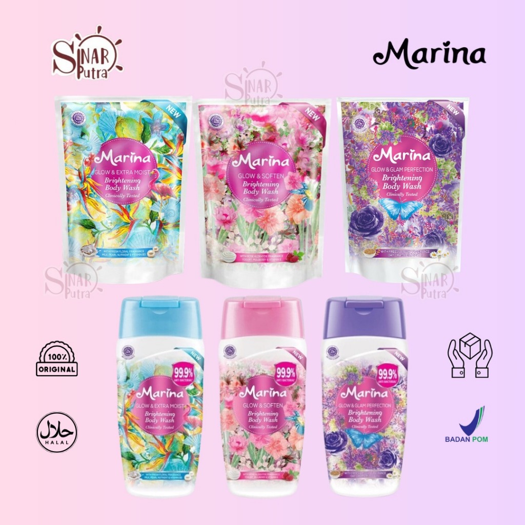 Jual Marina Body Wash UV White 95ml - Refill 55ml | Body Shower / Sabun ...