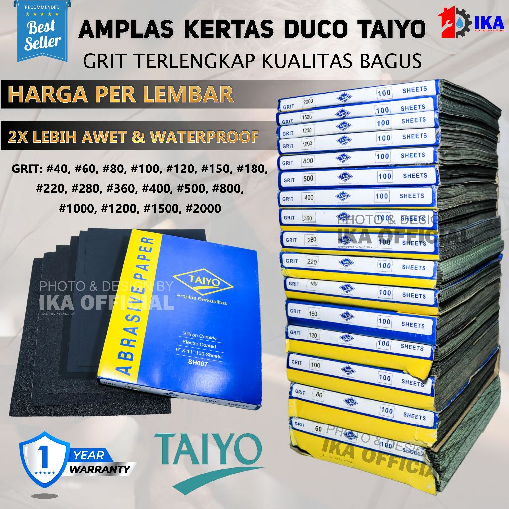 Jual Amplas Kertas Lembaran Taiyo Ampelas Duco 60 80 100 150 180 240 ...