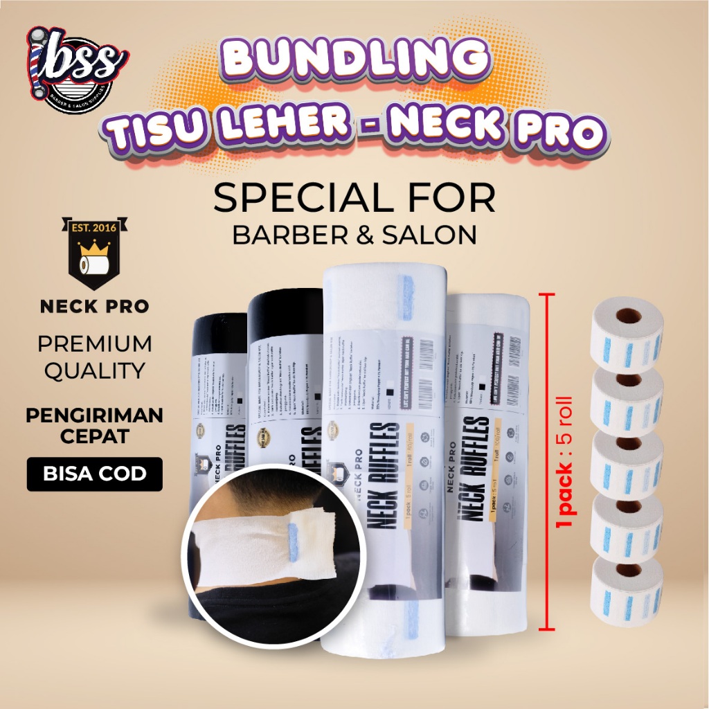 Jual NECK PRO TISU LEHER BARBERSHOP PREMIUM 3 SLOP / TISU LEHER HITAM ...