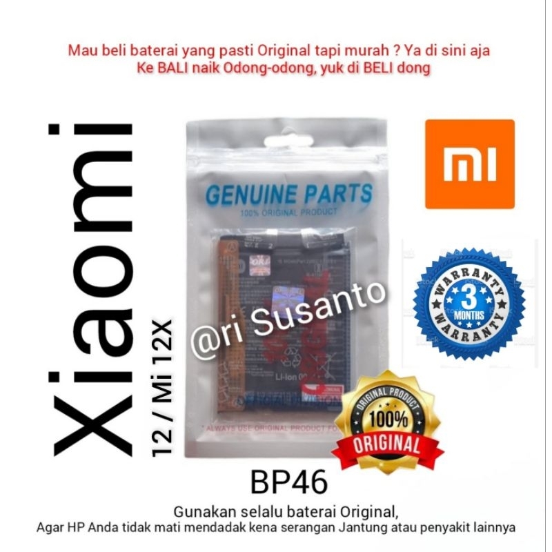 Jual Baterai Xiaomi 12 / Mi 12X BP46 Asli (Original 100%) batere batre ...