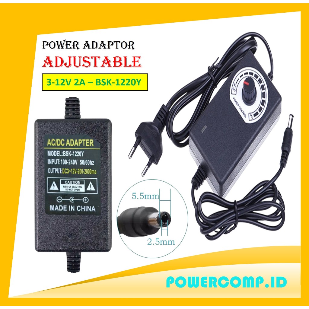 Jual Lincoiah BSK-1220Y 3V-12V 2A 24W Power Supply Adjustable DC 3V 5V 6V 9V 12V Variable ...