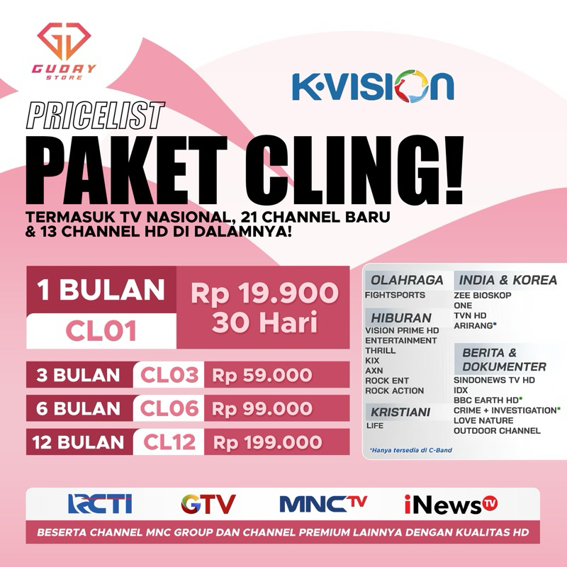 Jual CLING PAKET K-VISION 30/180 HARI TV LOKAL MNC Group MURAH | Shopee ...